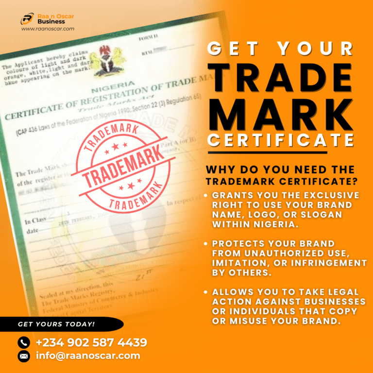 TRADEMARK REGISTRATION – Raa n Oscar